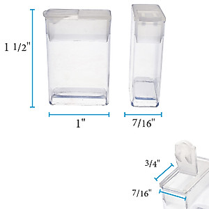 The Beadsmith Clear Plastic Boxes - Rectangle with a Flip Top Cap - 7/16” x 1” x 1-1/2” - Use for Beads, Bath Salts, Wedding & Party Favors, Home or Office Storage - Bag of 100
