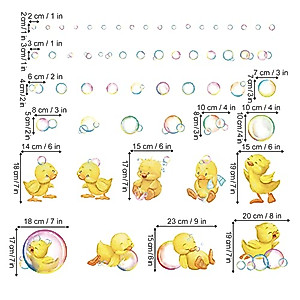 wondever Yellow Ducks Wall Stickers Bubble Peel and Stick Wall Art Decals for Kids Bathroom Baby Nursery Bedroom