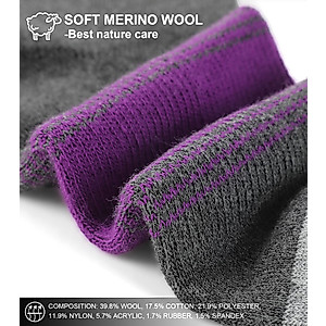 FITRELL 4 Pack Women's Merino Wool Hiking Socks Wicking Cushioned Warm Thermal Walking Boot Crew Socks, Christmas Gifts, Purple+Pink, Medium, for Shoe Size 8.5-11