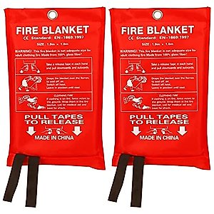 Diilaar Emergency Fire Blankets,Fire Blanket for Kitchenx2,Made of Fiberglass Fire Retardant Blankets for Grill, Fireplace,Car, Camping(40 * 40inch)