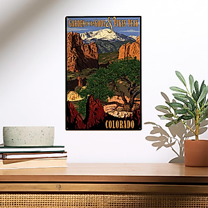 Lantern Press 10x15 Inch Wood Sign, Ready to Hang Wall Decor, Pikes Peak from Garden of the Gods, Colorado
