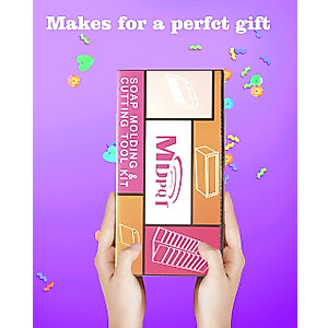 2 PCS Silicone soap molds Making Kit soap loaf bar Making molds (44oz Purple Pink Silicone) for Adults - Stainless Steel Wavy & Straight Slicer