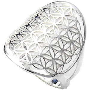 COSUMOSU Flower of Life Ring Silver 925 Sterling Silver Sacred Geometry Sizes US 8