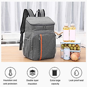 SUNFECILI Thermal Insulated Food Delivery Backpack,Backpack Cooler,18L Grey Leakproof Cooler Backpack Tote Bag,Insulated Reusable Grocery Shopping Backpack for Fruits Drinks Lunch Boxes