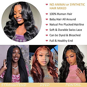 SENSAIRUITE Body Wave Lace Front Wigs Human Hair Wide Lace 180 Density Human Hair Wigs 13x4 Human Hair Lace Front Wigs Pre Plucked With Baby Hair 20 Inches Natural Color