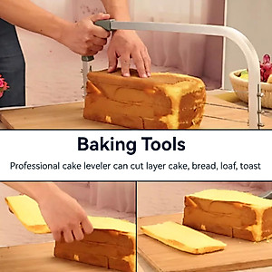 Adjustable Cake Leveler, Professional Layer Cake Slicer Cutter with 3 Stainless Steel Blades Baking Accessories for Bread Loaf Cake