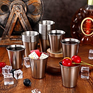 100 Pcs 2 oz Stainless Steel Shot Glasses Metal Cups Small Unbreakable Shot Glass for Espresso Whiskey Bar Home Restaurant Camping Barware Gift (Black)