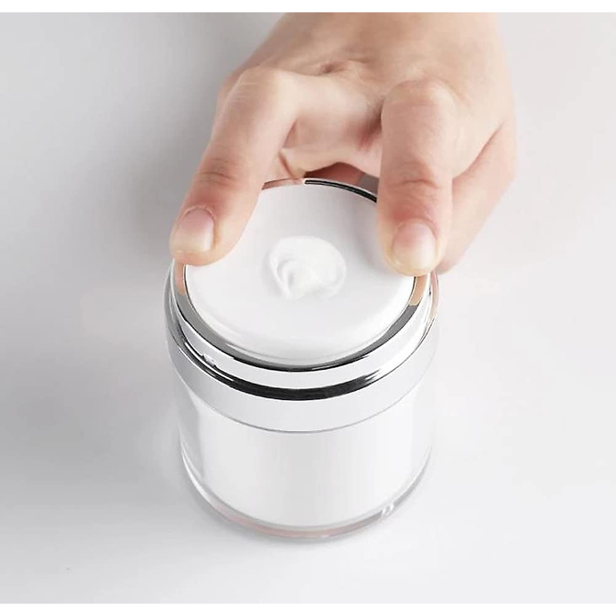 Wresty 2 Pack Airless Cosmetic Container Empty Acrylic Air Pump Jars Travel Vacuum Bottle Airless Cream Lotion Sample Containers Makeup Packing Pump Bottle Jar (30g/1oz)