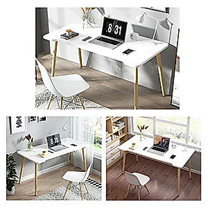 Modern Simple Style Computer Desk,Solid Wood Ergonomic Writing Table Workstation,Pc Laptop Study Writing Desk Workstation for Home Office