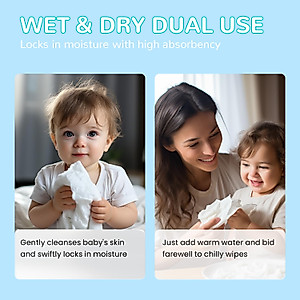 Dry Wipes - HAPPY BUM Dry Baby Wipes, Large Baby Wipes, Unscented Tissues for Sensitive Skin, 600 Count, Baby Necessities Facial Tissue, Wet and Dry Use