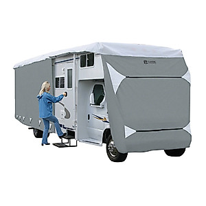Classic Accessories Over Drive PolyPRO 3 Deluxe Class C RV Cover, Fits 29' - 32' RVs, Model 5, Air Vents, Water-Repellant Top Panel, Durable, Breathable, Resists Tears and Rips, Grey/White