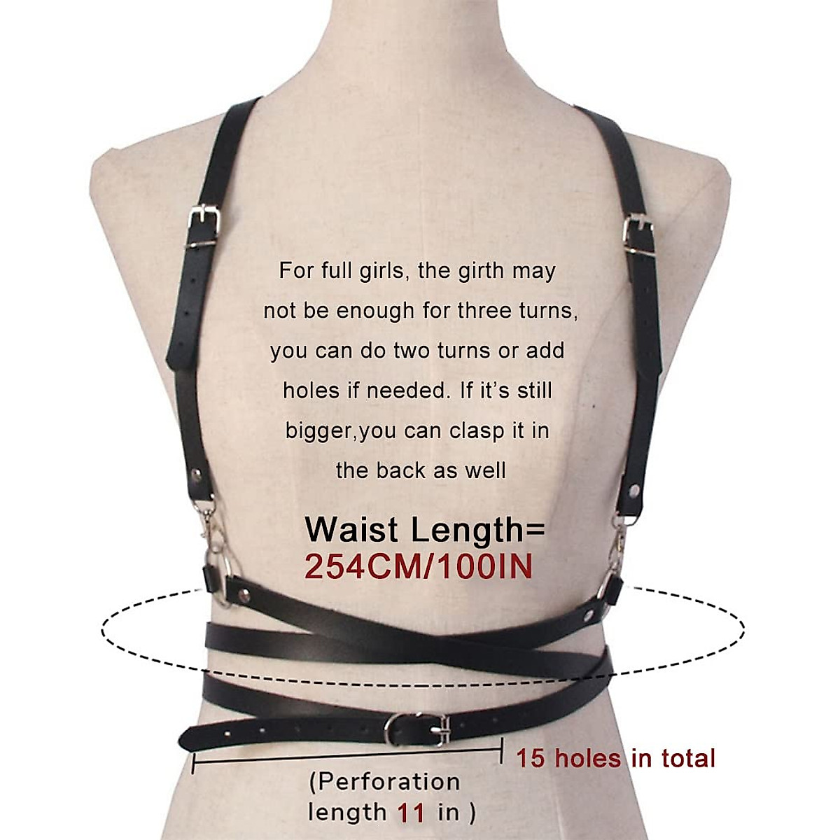 BODIY Gothic Punk Body Chains PU Leather Fashion Black Waist Straps Belt Womens Loop Belts Fashion Halloween Club Adjustable Costume Belt