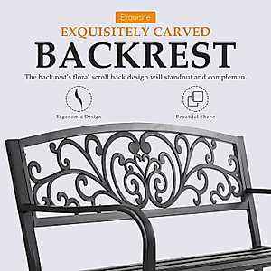 BestMassage with Steel Frame Cast Iron for Backyard Porch Entryway Outdoor Park Yard,Black