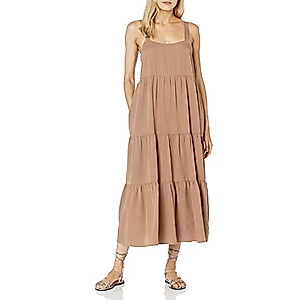The Drop Women's Brit Tiered Ankle Maxi Tent Dress, Mushroom, L