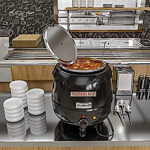 KoolMore Commercial Soup Kettle Warmer with Hinged Lid and Removable Pot Insert for Buffet, Restaurant, Party, Event, and Catering, Large 2.4 Gallon, Electric [Black] (SK-BK-3G)