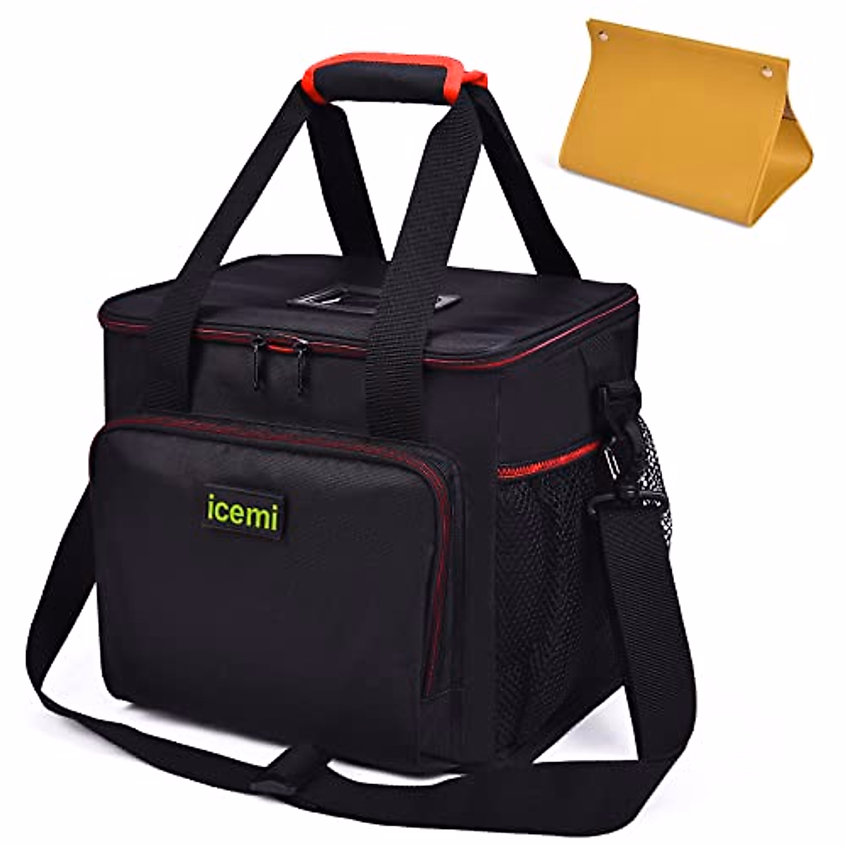 iceMi Insulated Lunch Bag for Women and Men, Soft Sided Portable Cooler Tote Bag for Office Picnic Beach Lunch Beach BBQ Party, (24L) Black
