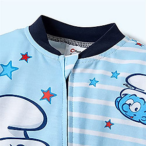 AdoraCute by PatPat Smurfs Smurfy Baby Boy Girl Romper Unisex Infant Zip Up Footless Jumpsuit Toddler Coverall 9-12 Months