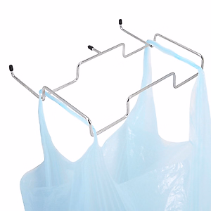 Agatige Large Stainless Steel Trash Bag Holder, Portable Under Sink Bag Holder Garbage Bag Holder Plastic Bag Holder Kitchen Trash Cans for Kitchen Cabinets Doors and Cupboards