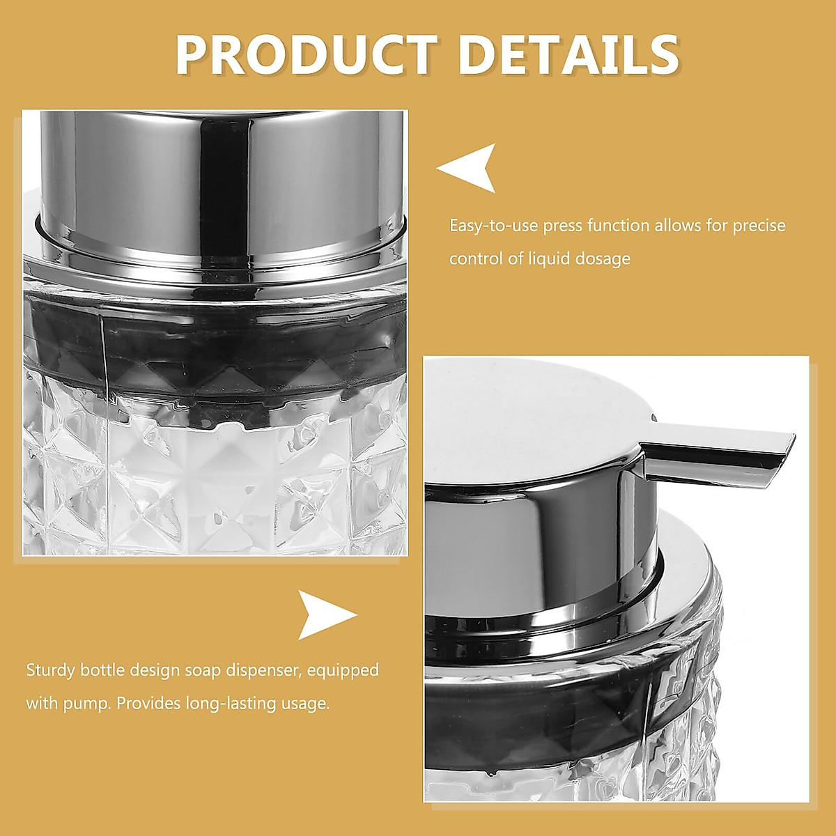 Cabilock Hand Soap Dispenser Glass Refillable Liquid Hand Soap Shampoo Dispenser Pump Bottle Lotion Hand Soap Jar Cosmetic Containers for Home Bathroom