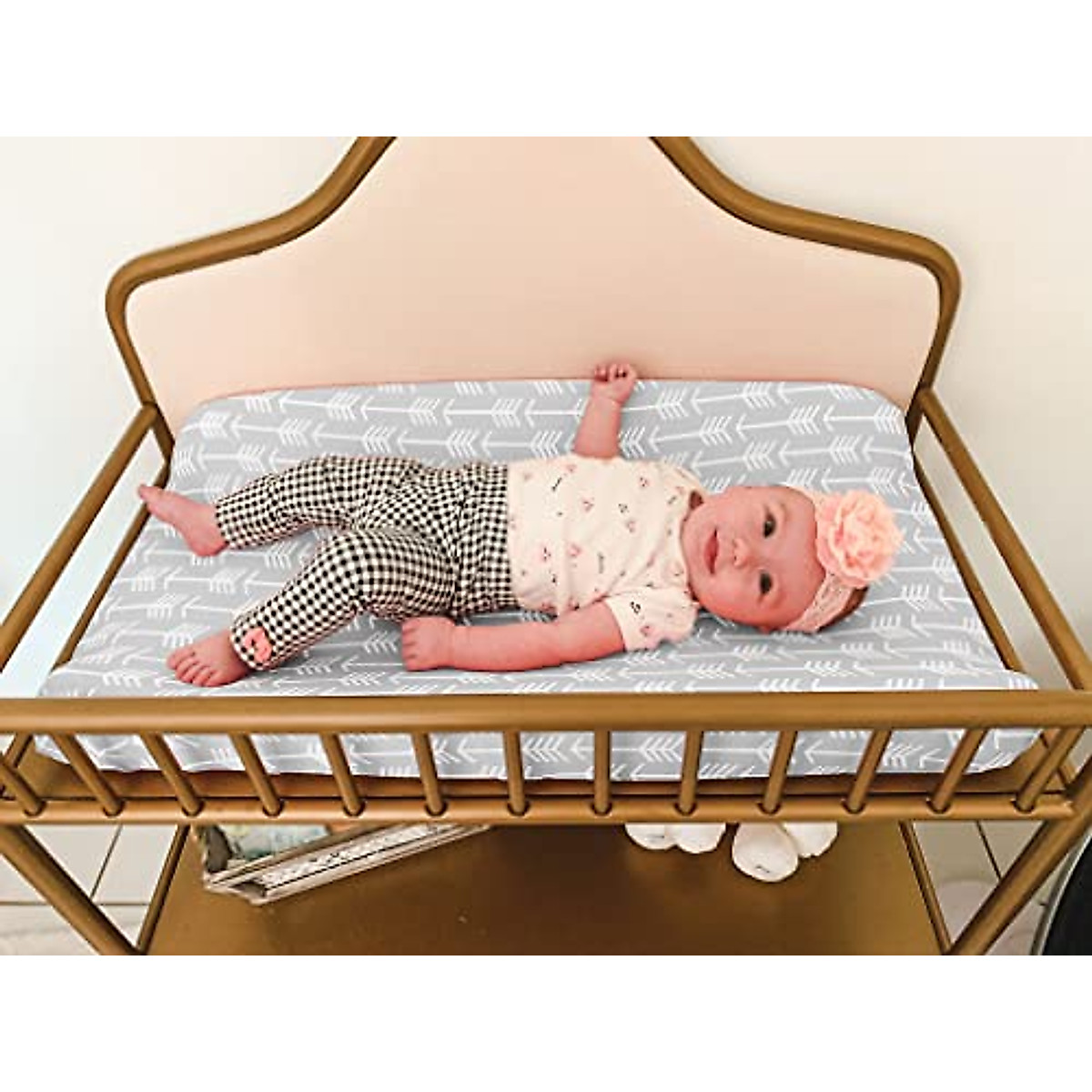 Changing Pad Cover – Premium Baby Changing Pad Covers 4 Pack – Boy or Girl Changing Pad Cover – Pure Cotton Machine Washable Grey and White Changing Table Cover – Diaper Changing Pad Cover Sheets