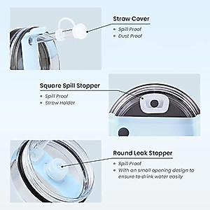 Tops Home Set of 3 Silicone Spill Proof Stoppers, Compatible with Stanley Cup 1.0 (40oz/30oz) - Tumbler Accessories, with 2 Straw Cover Caps, 2 Square Spill Stoppers, and 2 Round Leak Stoppers