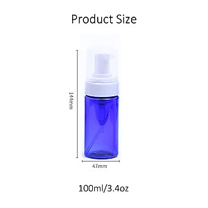 2PCS 100ml Cobalt Blue Refillable Empty Foam Pump Bottles Small Foaming Soap Dispenser for Hand Soap Lash Cleanser Shampoo Liquid 3.4oz