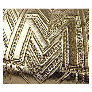 MCM Women's Munichi Gold Metallic Leather Medium Pouch Wristlet MYZ9SKL02DA001