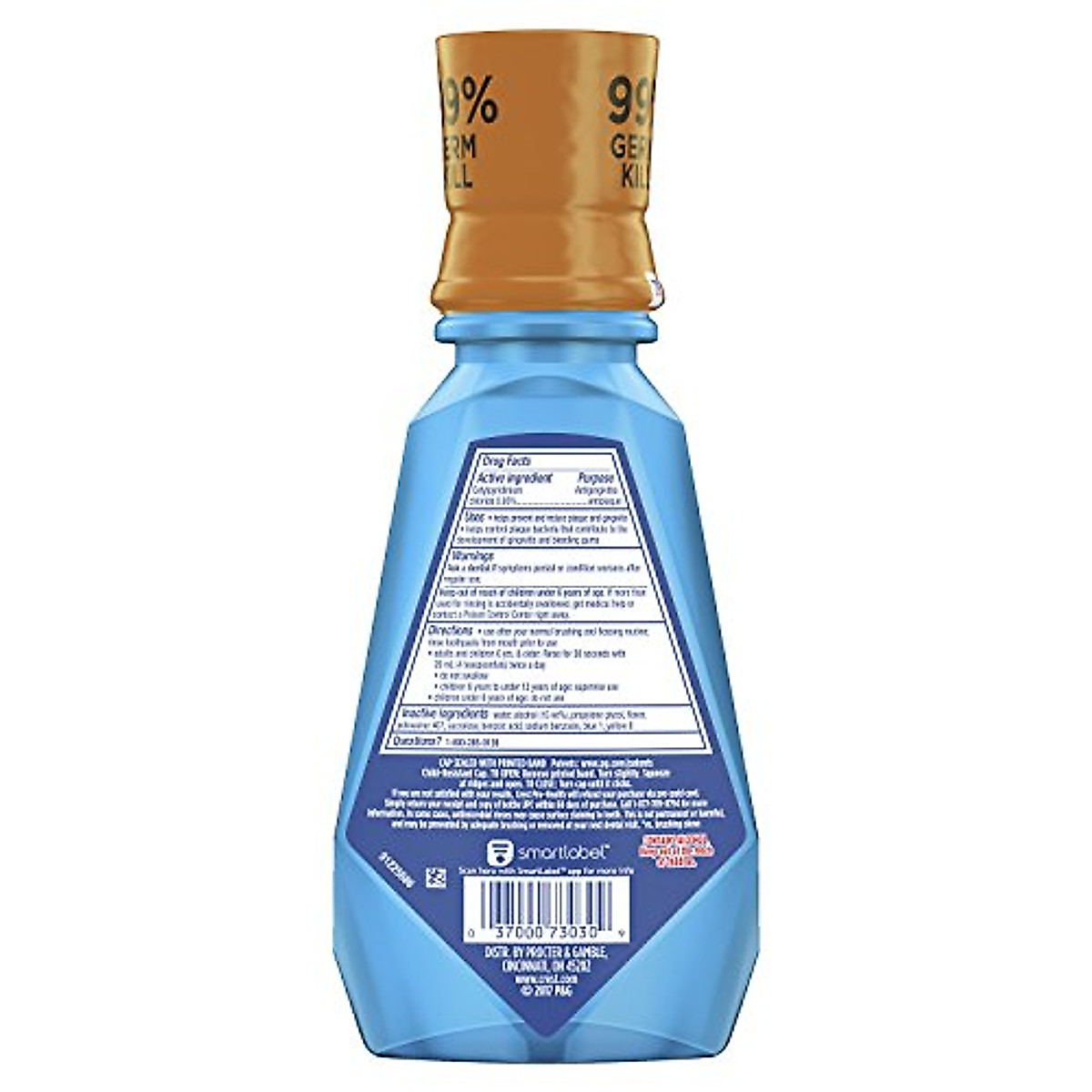 Crest Pro Health Intense Mouthwash with CPC (Cetylpyridinium Chloride), Clean Mint, 16.9 Fluid Ounce (Pack of 4)