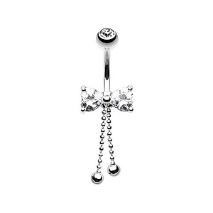WildKlass Jewelry Dainty Bow-Tie Charm 316L Surgical Steel Belly Button Ring
