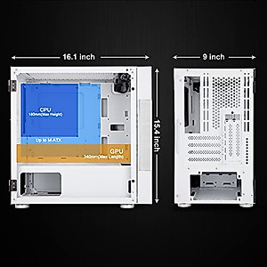 Vetroo M01 Compact M-ATX Mesh Gaming Pc Case, Pre-Installed 200mm Rainbow Fan, Door Opening Tempered Glass Panel Design, Air-Water Cooling Ready