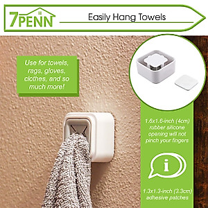 7Penn Bathroom Hand Towel Holder Clip - 3pk Kitchen Towel Push Holder Adhesive Rag Hanger Towel Pinch Holder