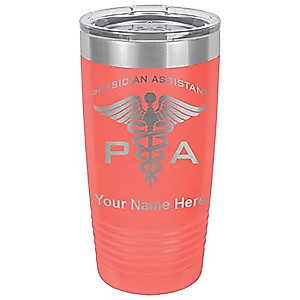 LaserGram 20oz Vacuum Insulated Tumbler Mug, PA Physician Assistant, Personalized Engraving Included (Coral)