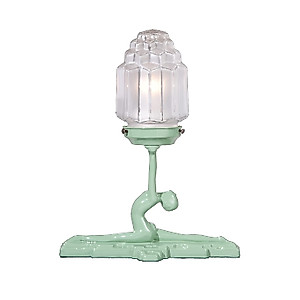 B&P Lamp® 3 1/4 Inch Fitter Art Deco Style Glass Lamp Shade with Skyscraper Frosted Design for Table Lamps