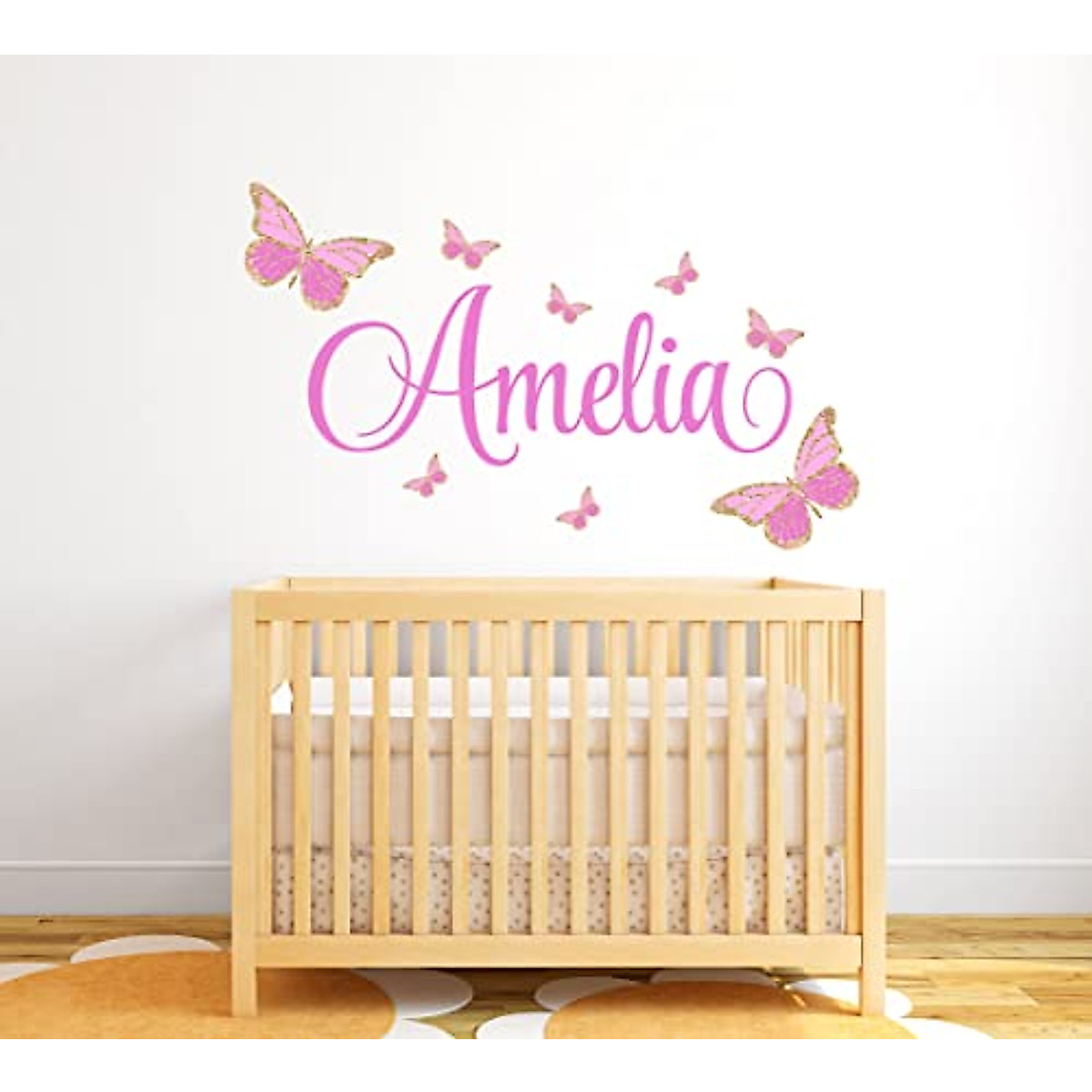 Butterfly Wall Decals - Custom Name Wall Decal – Baby Girl Wall Decor - Personalized Name Wall Decals for Girls – Kids Bedroom Nursery Decor - Butterflies Sticker