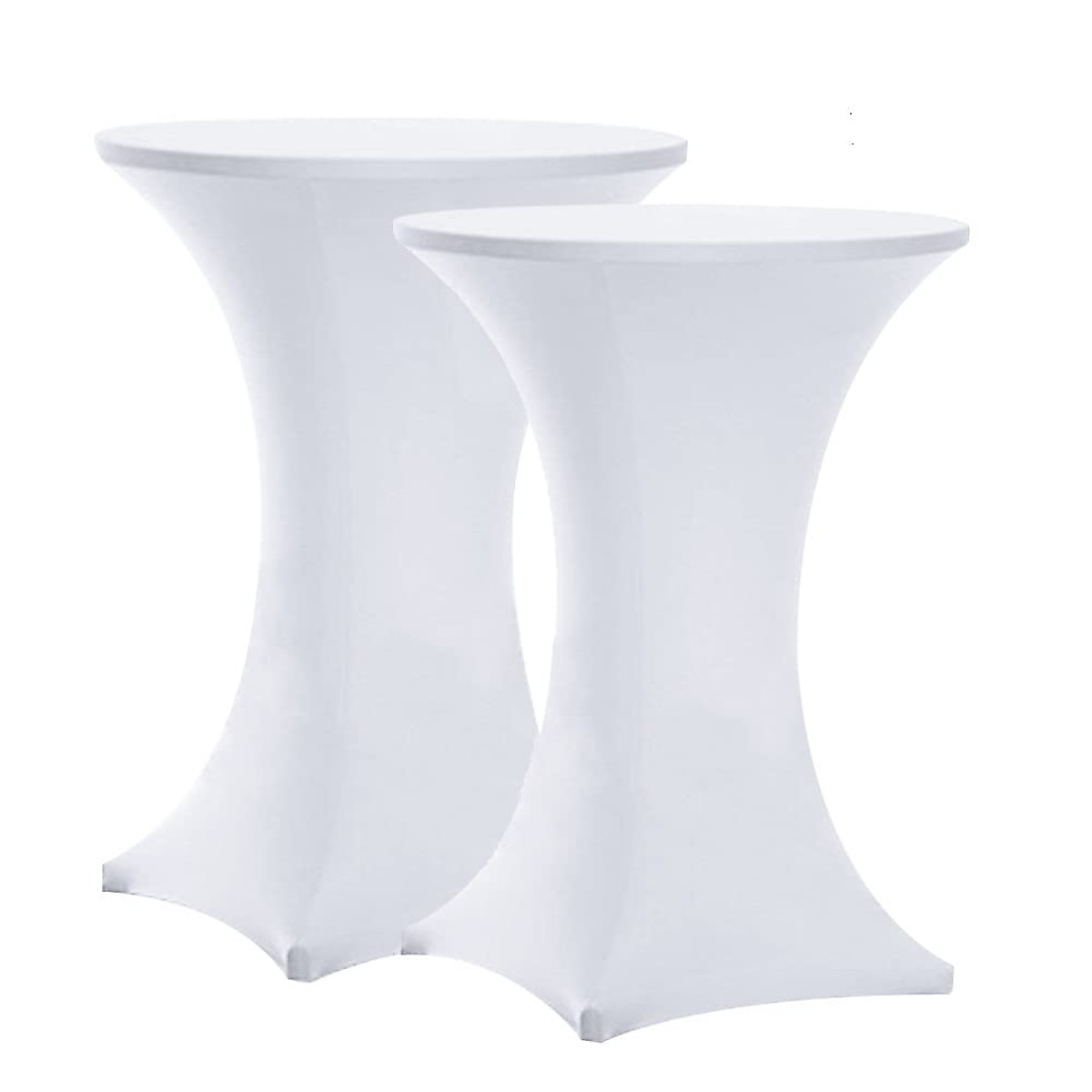 Tina's 2 Pack Spandex Cocktail Table Covers White 30x42 Inch, Fitted Stretch Cocktail Tablecloth for Round Tables (2PC 30X42 White)