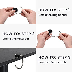 kwmobile Purse Hanger for Table (Set of 2) - Purse Hook for Table - Folding Handbag Hanger - Portable Table Bag Holder