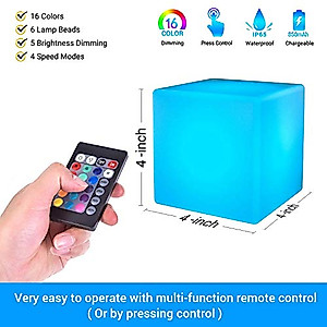 LOFTEK LED Light Cube:RGB 16 Colors Cool Cosmic Cube Lights with Remote Control, MCU Tesseract Mood Lamp, IP65 Waterproof and USB Charging Beside Desk Lamp, Perfect for Kids Nursery and Toys (4 inch)