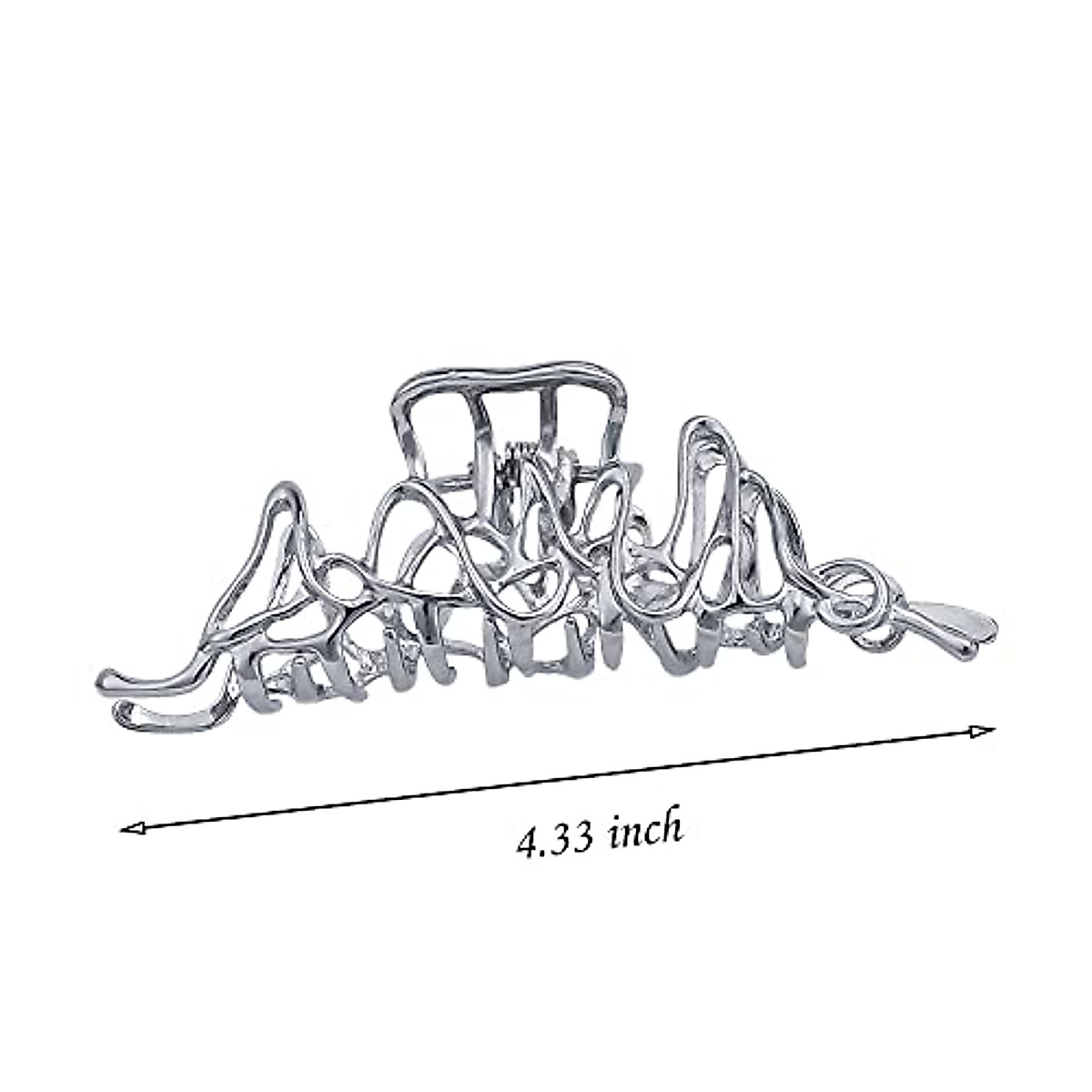 2 Pcs Large Metal Hair Claw Clips - Personality Nonslip Silver Hair Clamps,Perfect Jaw Hair Clamps For Women And Thinner-Thick Hair Styling-Strong Hold Hair-Fashion Hair Accessories