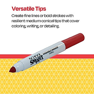 School Smart Washable Art Markers, Conical Tip, Red, Pack of 12