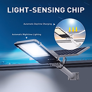 A-ZONE 1200W Solar Street Lights Outdoor, 120000LM High Brightness Dusk to Dawn LED Lamp, with Remote Control, IP65 Waterproof for Parking Lot, Yard, Garden, Patio, Stadium, Plaza