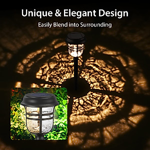 XMCOSY+ 6 Pack Solar Pathway Lights, Auto On/Off IP65 Waterproof LED Lights for Landscape, Patio, Lawn, Driveway (Warm & Cool White)