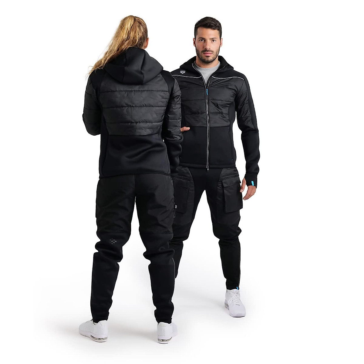Arena Unisex Team Hooded F/Z Half-quilted Jacket, Black, X-Small
