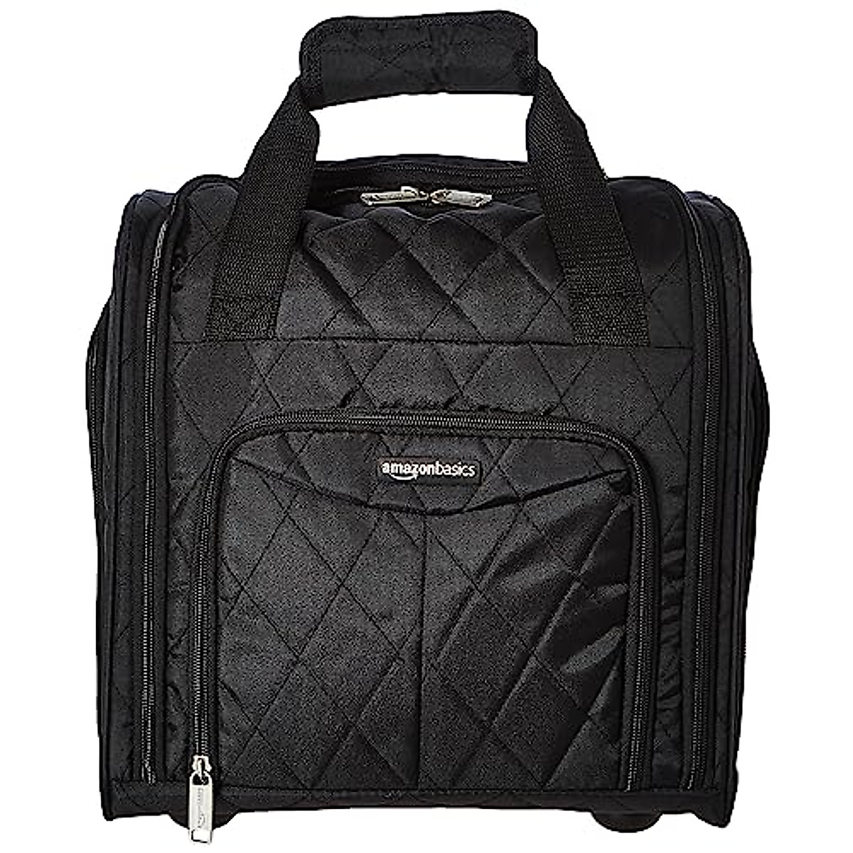 Amazon Basics Underseat Carry-On Rolling Travel Luggage Bag, 14 Inches, Black Quilted