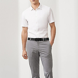 maikun Mens Casual Dress Belt, Mens Leather Belt, PU Leather Belt Men, Black Waist Belt, for waist size 33-36''