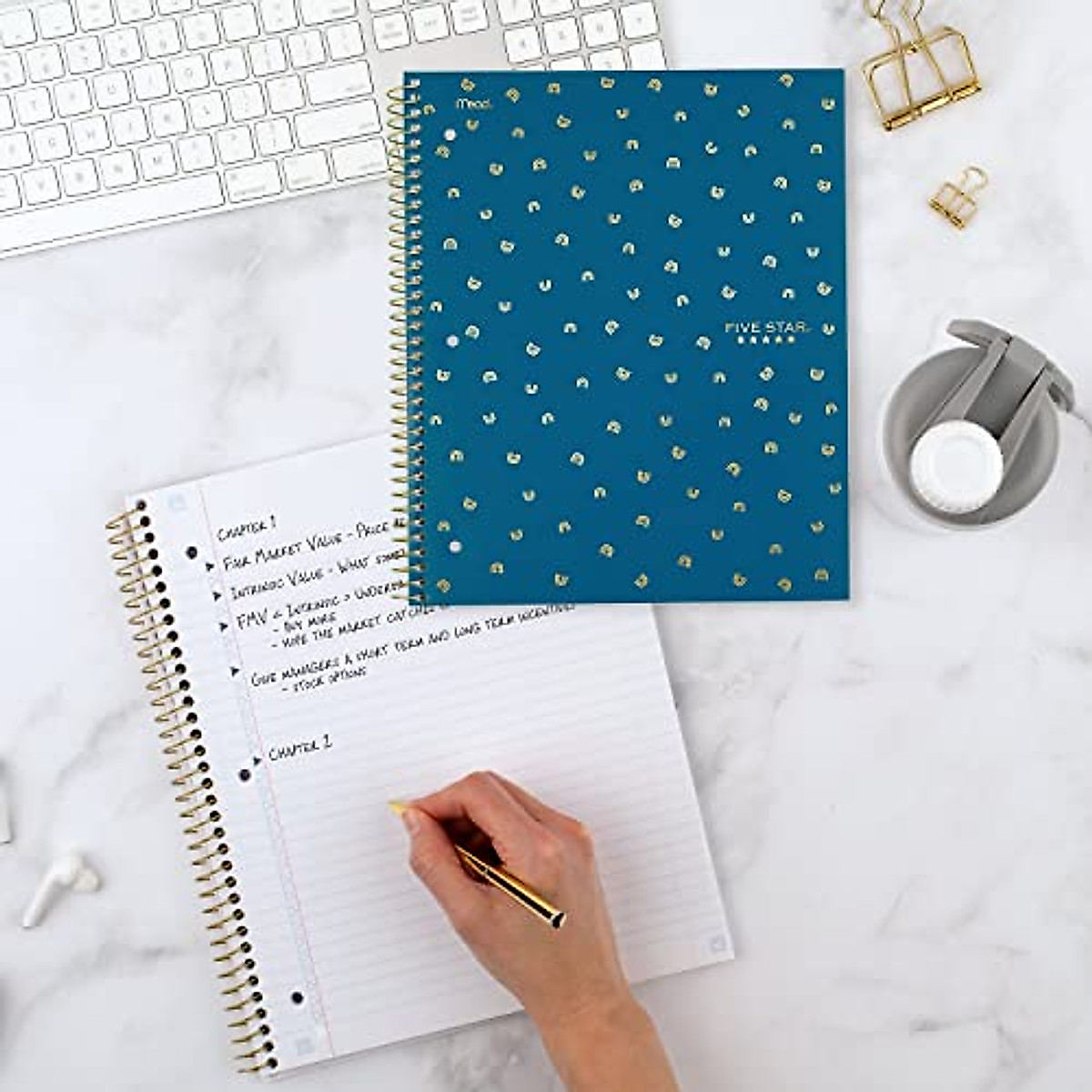 Five Star Spiral Notebook Plus Study App, 1-Subject, College Ruled Paper, 11" x 8-1/2", 100 Sheets, Design Will Vary (06348)