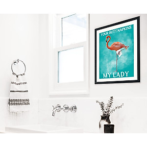 Roxbury Row Flamingo Bathroom Decor | Flamingo Decor, Decorations, Funny Bathroom Signs, Flamingo Bathroom Poster, Pink Flamingo Gifts for Women | Teal Bathroom Decor (8x10 Unframed)