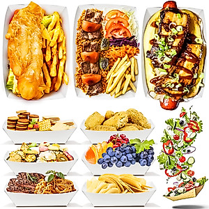 MotBach 100 Pack 3lb Paper Food Trays,Disposable Greaseproof Kraft Checkered Carnival Food Serving Take Out Basket Tray Boat for Snacks Fries Nachos Popcorn Hot Dogs Carnival Wedding Party Picnic