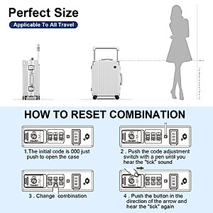 SOMODE LA SERIES Carry On Luggage 20inch Wide Handle Suitcase, Hardshell with Aluminum Frame, Supper-low noise Spinner Wheels & TSA Lock, Business Travel Carry-On Luggage (002-WHITE)