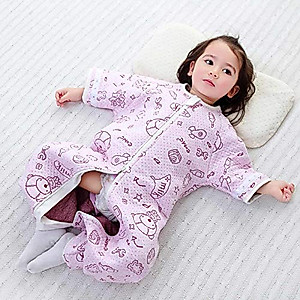 Happy Cherry Baby Romper Bag with Feet Detachable Sleeves Cotton Warm Autumn Wearable Blanket for Girls Pink 1-3 Years