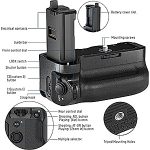 NEEWER Vertical Battery Grip with 2.4G 131ft/40m LCD Remote Control, Replacement for VG-C4EM, Works with NP-FZ100 Battery, Compatible with Sony A7R V A7R IV A9 II A7 IV A7S III A1 Cameras BG A7IV